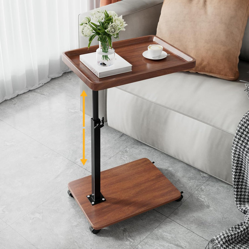 C Table End Table Adjustable Height 360 Swivel TV Tray Table for Small Spaces Couch Tables That Slide Under C Shaped Side Tables Living Room and